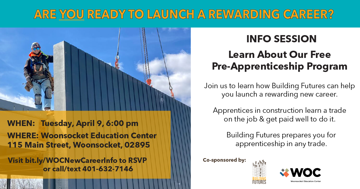 Woonsocket Pre-Apprenticeship Info Session - Building Futures Rhode Island